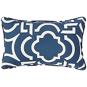 Pillow Perfect Outdoor/Indoor Carmody Navy Lumbar Pillows, 2 Count (Pack of 1), Blue