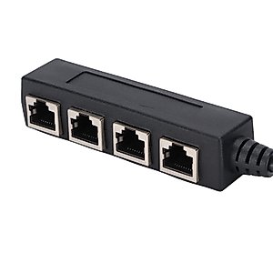 Zhiyavex RJ45 Splitter Adapter,1 to 4 Port Smooth Transmission Excellent Connection Network Cable Adapter,PCB Board Ethernet Adapter for All Networks, Homes and Offices, Broadband Connections, black