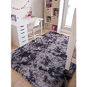 Aternoon Area Rug 5x7, Super Soft Fluffy Shaggy Rugs Floor Carpet for Living Room, Children Bedroom, Nursery Play Room, Home Decor, 5.3 x 7.5 Feet, Dark Grey