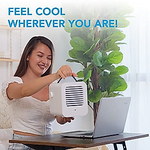 COOLEEZ Portable Cooling Fan, Evaporative Mini Air Conditioner, Personal Air Fan, Powerful, Quiet, Lightweight, Small AC for Room, Desk, Tent, Car & More, No Window Needed