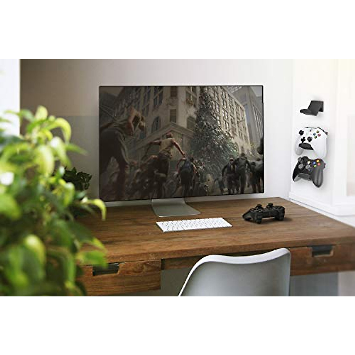 BRAINWAVZ Game Controller Holder Wall Mount Stand (2 Pack) For XBOX, PS5, SERIES X, ONE, PS4, PS3, SWITCH, NINTENDO, PC & MORE, Fits Latest & Retro Gamepads, Stick On, Easy To Install, UGC1