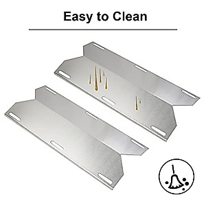 Zemibi Heat Plate Tent Shield, 17 3/4" Stainless Steel Burner Cover, Flame Tamer, BBQ Grill Replacement Parts for Jenn Air Gas Grill Models 730-0163, 720-0163, Vaporizor Bars Repair Kits, Pack of 3