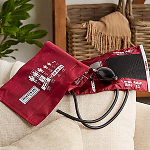 McKesson LUMEON Replacement Blood Pressure Cuff with Bulb and Valve, Nylon Cuff, 2-Tube Bladder, Burgundy, Adult Large, Gauge Not Included, 1 Count
