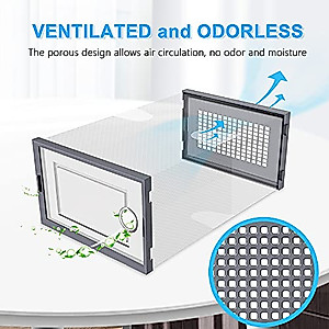 Kuject Grey Shoe Organizer Storage Boxes for Closet, 12 Packs Clear Plastic Stackable Shoe Storage Bins For Entryway, Closet, Drop Front