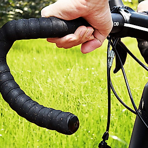 LSSH Bike Handlebar Tapes, Cork Bike Handlebar Tape, Bicycle Bar Tape, Cycling Handle Wraps, EVA Road Bike Handlebar Tape – 2 Rolls (Black)