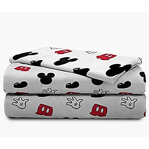 Jay Franco Disney Mickey Mouse Cute Faces 4 Piece Twin Bed Set - Includes Comforter & Sheet Set - Super Soft Fade Resistant Polyester - (Official Disney Product)