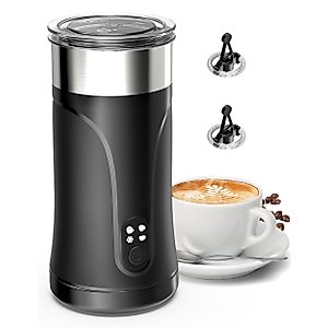 KLEAH 4 in 1 Milk Frother and Steamer, Non-Slip Design, Stainless Steel, Silent Operation Hot & Cold Milk Steamer, Auto Shut-Off Frother for Latte, Coffee, Cappuccino, Macchiato, Easy Cleaning, 240ml