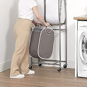 2 Tier Vertical Rolling Laundry Cart by Neatfreak! - Rolling Storage Cart On Wheels With 4 x Tote Hampers For Laundry, Towels, Blankets & Bathroom Organization - Quad Laundry Sorter