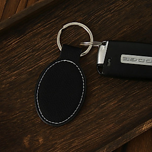 LaserGram Oval Keychain, Motorcycle, Personalized Engraving Included (Black with Silver)