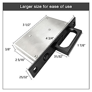 LWZH Brushed Nickel Pocket Door Edge Pull with Push Automatic Bounce Switch,Sliding Door Pull Hardware, Flush Hidden Handle（Black）