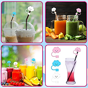 Silicone Straw Tips Cover 6 Pack Reusable Cloud Shape Straw Covers Protector Cute Straw Plugs Drinking Straw Tips Lids Anti-dust Silicone Straw Caps for 6-8 mm Straws (White Cloud style)