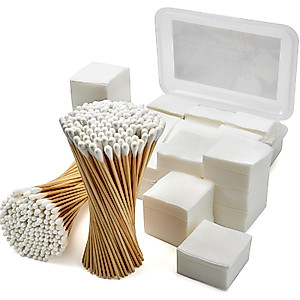 PINGMIC Gun Cleaning Supplies of Gun Cleaning Patches and Long Cotton Swabs for Gun Cleaning (300patches/200swabs)