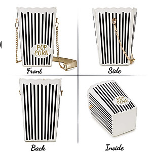 ENJOININ Novelty Fashion Women Crossbody Bag, Popcorn Box Style Clutch Bag for Girl Handbag Shoulder Bag Purse (Black B)