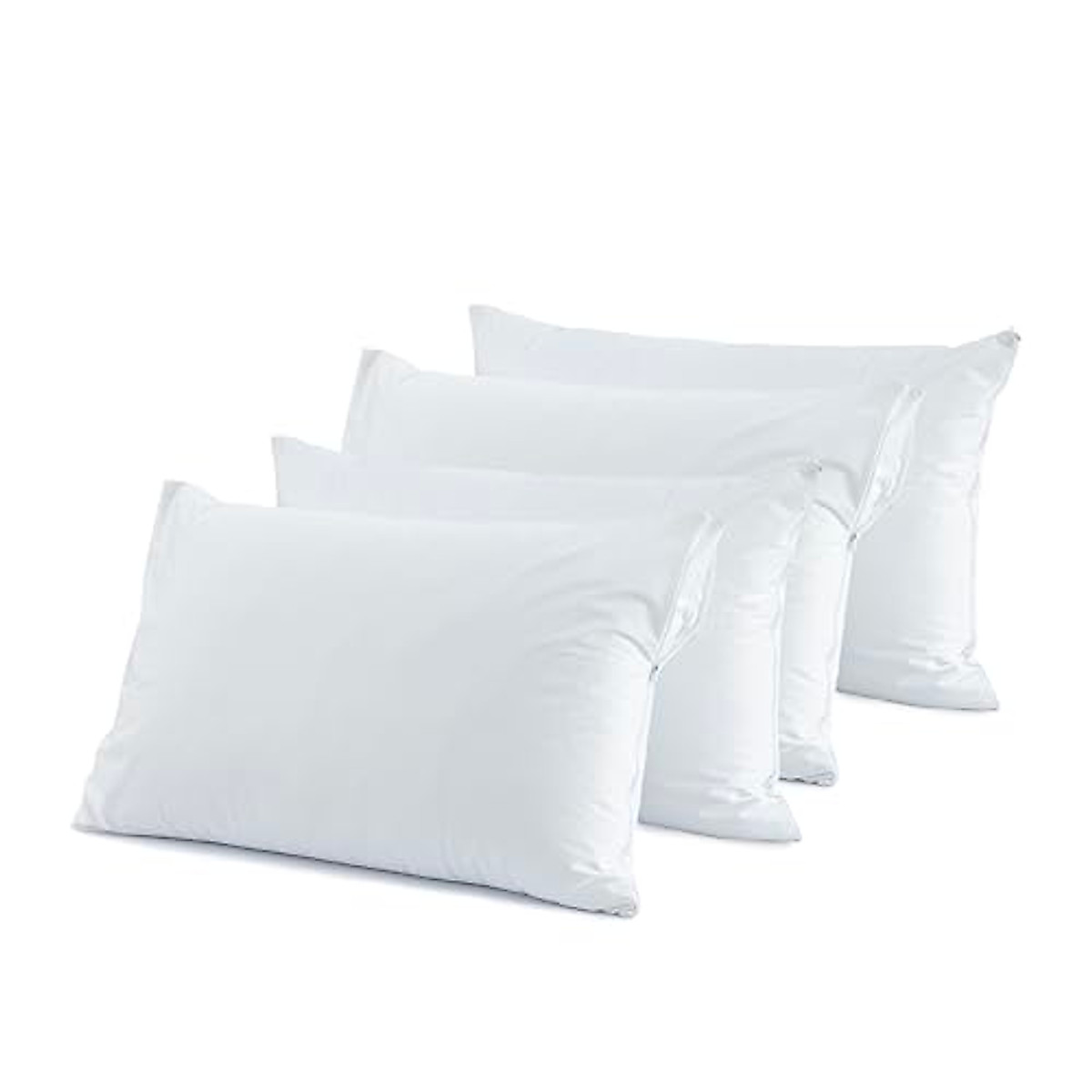 Dreamology Pillow Protectors, Cotton Terry Zippered, 100% Water Proof & Hypoallergenic, Extend Pillow Life by 3X, Breathable, Waterproof Pillow Case Cover (Cotton, Pack 4 - Standard [20x26])