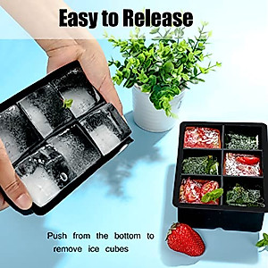 Large Ice Cube Tray 2 Pack Silicone Ice Cube Trays with Lid for Freezer Stackable Ice Cube Mold for Making Large Square Ice Cubes for Cocktails & Bourbon- Black