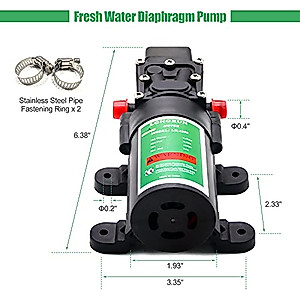 LONGRUN 12V Water Pump Diaphragm Sprayer Pumps with Adjustable Pressure Switch, 3L/Min 0.8GPM 65PSI Self Priming Fresh Water Pump for RV, Camper, Marine Boat, Lawn Watering