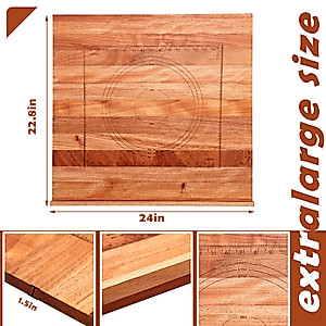 Vesici Reversible Pastry Board with Lip for Rolling Dough Large Wooden Cutting Board Chopping Board Kneading Board with Engraved Measurements for Counter Table Top Kitchen(24 x 22.8 x 1.5 Inch,Walnut)