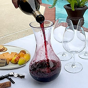 Lily's Home Unbreakable Wine Decanter, Premium Carafe is Made of Shatterproof Tritan Plastic, Ideal for Indoor and Outdoor Use, Reusable and Dishwasher-Safe, Crystal Clear (48 oz. Capacity)