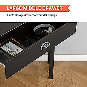 Corner Desk Corner Computer Desk with Drawer for Small Space Makeup Vanity Desk 90 Degrees Triangle Corner Desk with Storage Shelves, Home Office Workstation for Living Room, or Bedroom (Black)