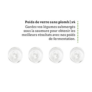 Nourished Essentials - Set of 4 Heavy Glass Fermentation Weights Lids - Grooved Handles - Canning Supplies - for Pickling & Canning - Fits Wide Mouth Mason Jars