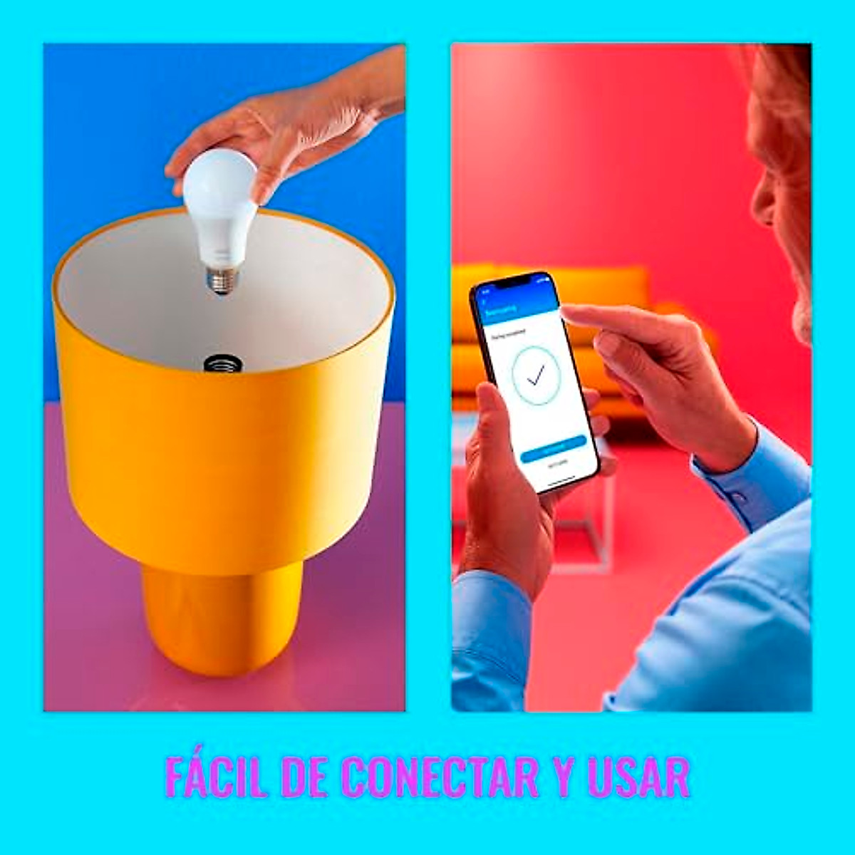 WiZ Connected 60W A19 LED Smart Light Bulbs - Connects to Your Wi-Fi - E26 Smart Bulb - Control with Voice or App + Activate with Motion - Matter Compatible - 4 Pack