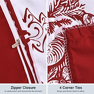 Xruibed Christmas Duvet Cover Set Queen Size 3PCS Xmas Tree Reindeer Pattern Duvet Cover Lightweight Microfiber Bedding Set with Zipper Closure for Adults Teens (Queen,90''x90'')