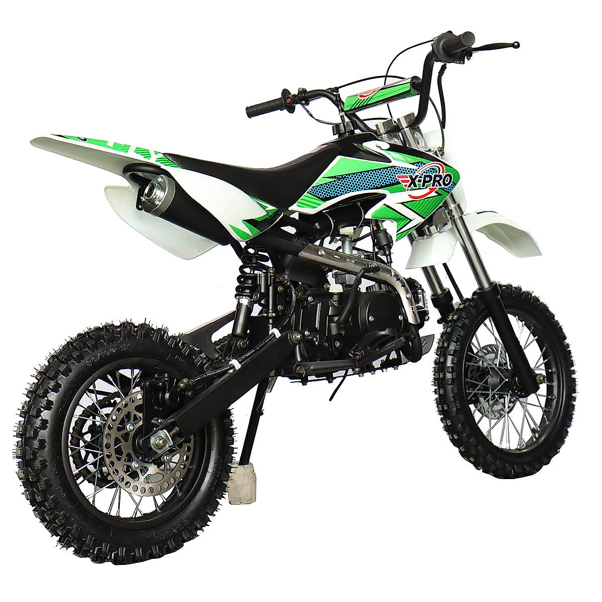 X-PRO 125cc Kids Dirt Bike Pit Bike Youth Dirt Pit Bike with 4-Speed Manual Transmission Zongshen Engine,Big 14"/12" Tires，Green