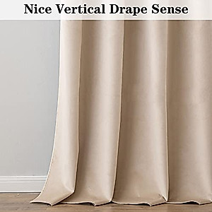 ANRODUO 100% Blackout Velvet Curtains 96 Inches Long Beige Curtain Drapes Darkening Thermal Insulated Grommet Curtains Window Drapes for Bedroom Luxury Curtains Room Decor W52 x L96 Set of 2