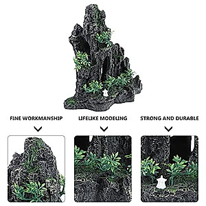 balacoo Aquarium Mountain View Stone Ornament Tree Rock Cave Fish Tank Decoration Fish Hiding Cave