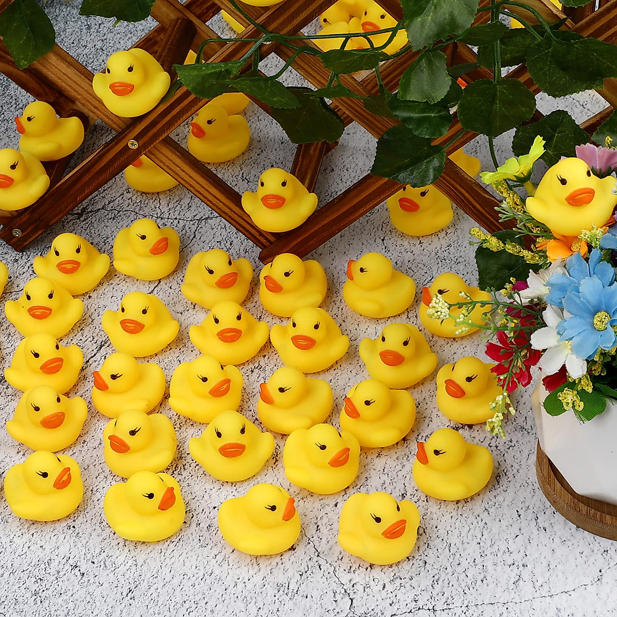 N/C GTANG Mini Rubber Ducky Float Duck Baby Bath Toy Birthday Party Favors Decorations Baby Showerfor Kids Celebrate The Joy of The Children (50 Pack),Yellow,1.4x1.2x1.1