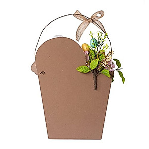 Glitzhome 18 Inch Wooden Easter Bunny Hanging Decoration,"Happy Easter" Rabbit Welcome Sign wood Bunny Eggs Easter Decorations for Door Home Garden Spring Party