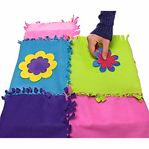 Made By Me Easy to Knot Quilt Making Kit by Horizon Group USA, No Sewing, No Cutting, 59 in. x 39 in. Fleece Blanket, Pre-Cut Squares & Felt Decals (57964F)