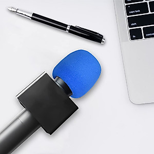 RETON 2 Pack Microphone Flag Station Square Cube Shaped Interview Mic Logo, Black ABS Mic Flag Microphone Accessories for Reporter KTV Host, with 10 Pcs Microphone Foam Cover