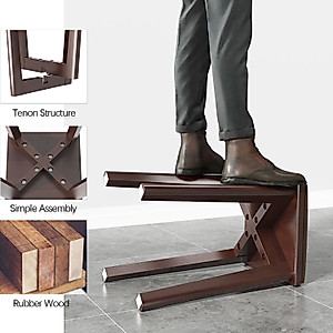 Rukulin Wood Stool with Padded Seat Stackable Stools for Home Kitchen Office School (1Pack)