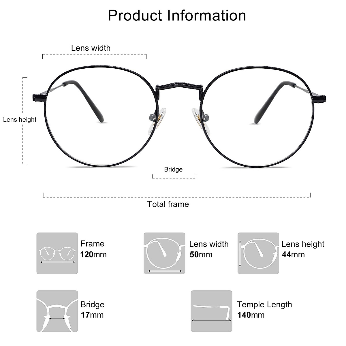 SOJOS Blue Light Blocking Computer Glasses Round Eyewear Anti Blue Light Lens Preppy Chic SJ5024 with Matte Black Frame/Anti-Blue Light Lens