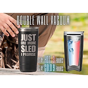 Onebttl Snowmobile Gifts For Men, Gifts for Sled Moto Snowmobiling Lover, 20 oz/590 ml Stainless Steel Insulated Tumbler with Straw, Lid, Just One More Sled I Promise