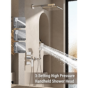 Gabrylly Shower System, Shower Faucets Sets Complete for Bathroom with High Pressure 10" Rain Shower and Handheld Shower, 2 Way Shower Valve Kit, Chrome