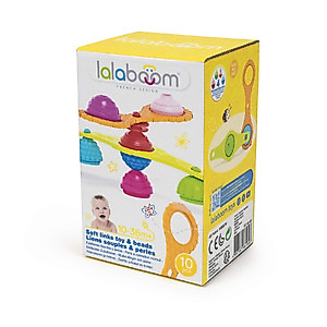 Lalaboom - Soft Links and Educational Beads - Learning Toy – Step by Step Shapes and Colors Construction Game for Children from 10 Months to 4 Years. Preschool Beads to Assemble - 10 Pieces - BL680