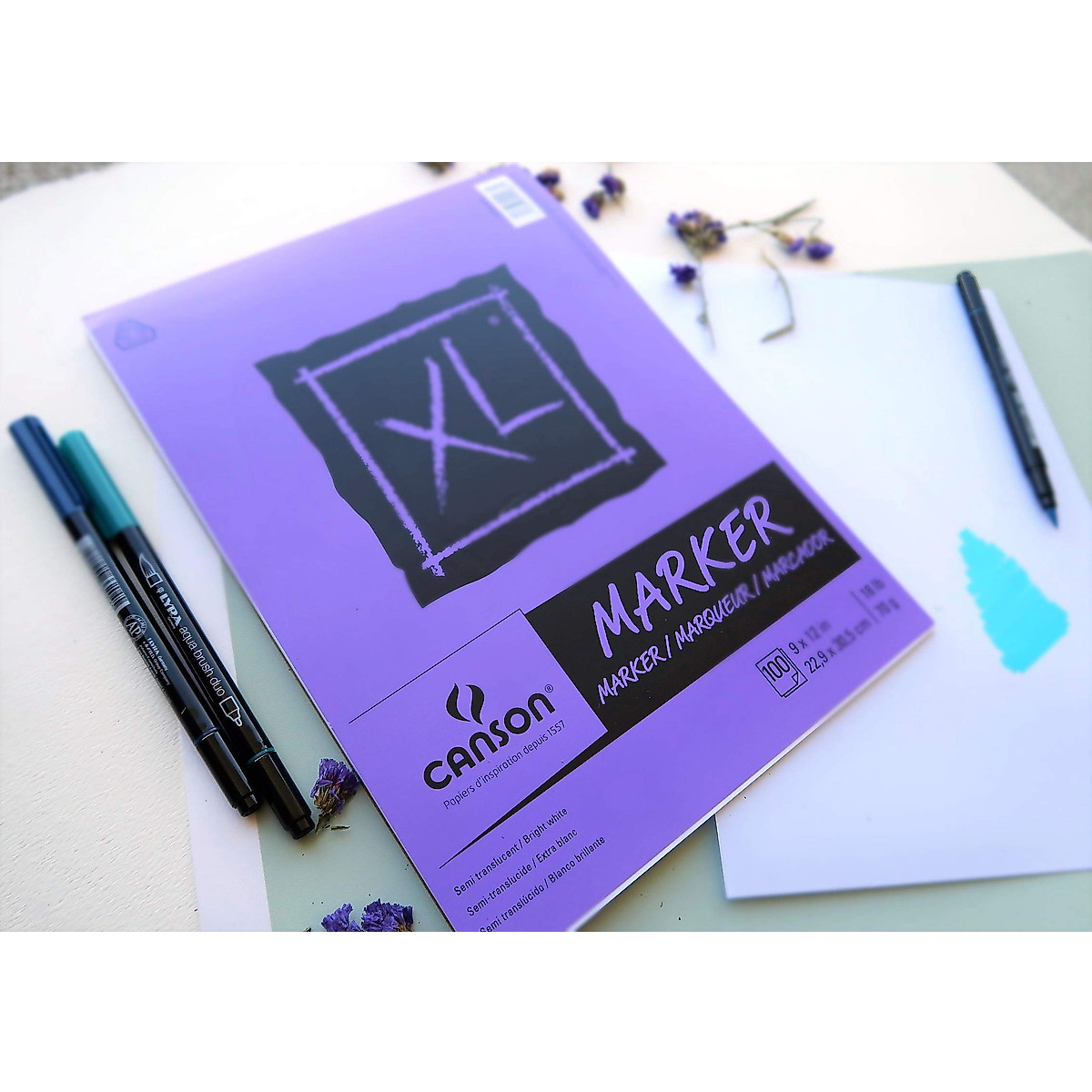 Canson XL Series Marker Paper, Foldover Pad, 9x12 inches, 100 Sheets (18lb/70g) - Artist Paper for Adults and Students