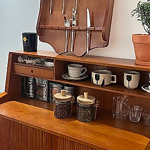 Piscepio Set of 3 Glass Jars Containers with Wooden Lids and Scoop Clear Canister Jars Set with Spoon for Kitchen Food Storage Coffee Tea Sugar Decorative Countertop Organization Jars 31 oz (3)