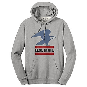 Tee Luv Men's Faded U.S. Mail Eagle Hoodie - Hooded USPS Logo Sweatshirt, Oxford Gray, S