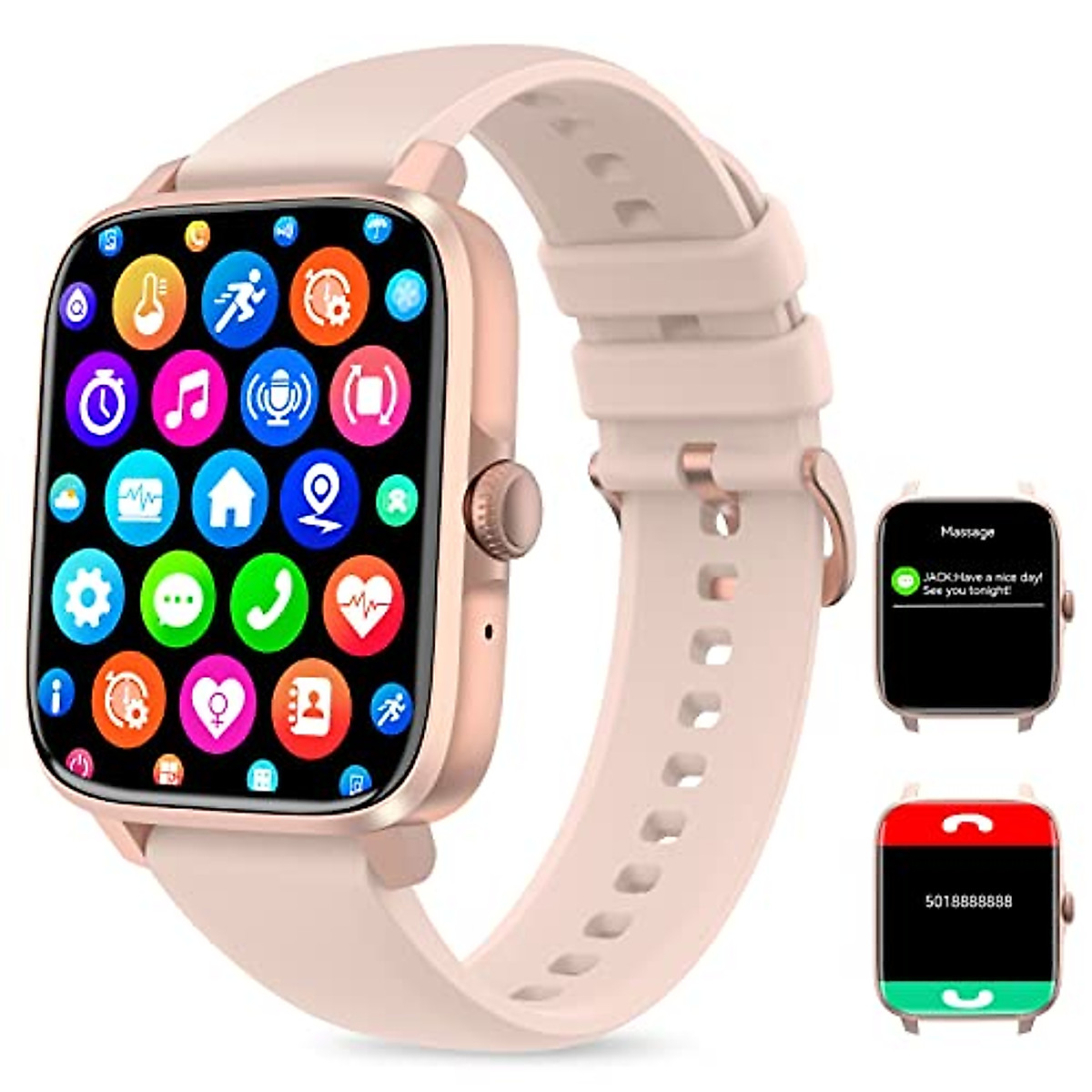 Smart Watches for Women (Answer/Make Call), 1.9" Big Screen Fitness Tracker 5ATM Waterproof Smartwatch with Blood Pressure Heart Rate Monitor Wireless Charger Smart Watch for Android iOS Phones IPhone