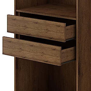 Manhattan Comfort Gramercy Mid Century Modern 2-Section Freestanding Wardrobe Armoire Closet, Nature and Textured Grey