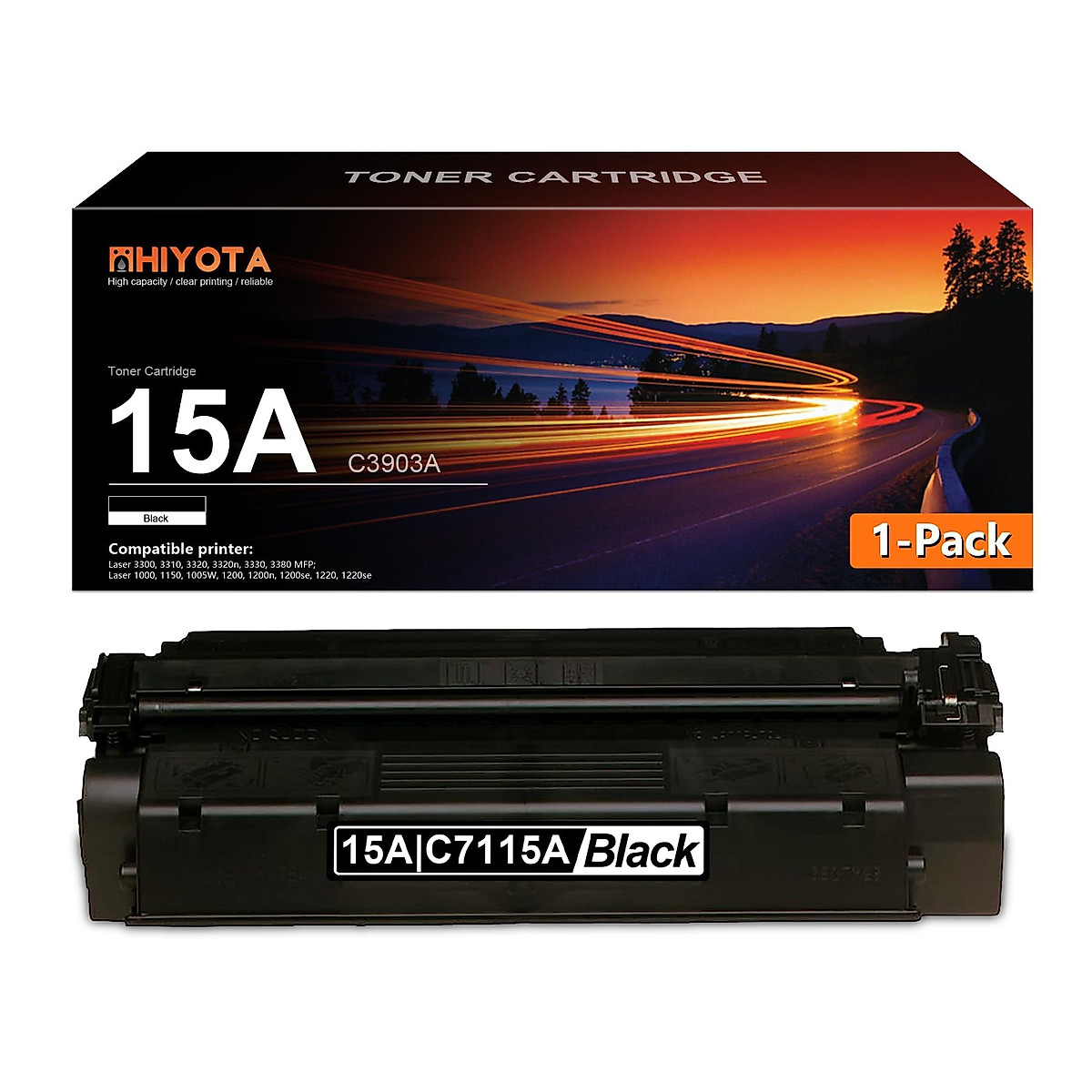 15A Black Toner Cartridge 1-Pack: Compatible Replacement for HP 15A Works with Laser 1000 1150 1005W 1200n 1200se 1220 1220se; Laser 3300 3320 3320n 3380 MFP | C7115A