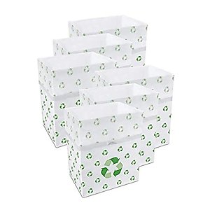 Clean Cubes 13 Gallon Trash Cans & Recycle Bins for Sanitary Garbage Disposal. Disposable Containers for Parties, Events, Recycling, and More. 6 Pack (Recycle)
