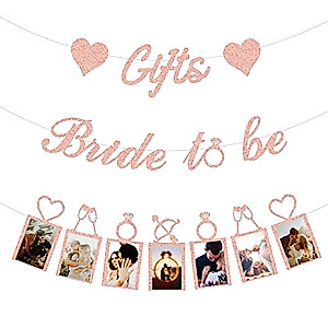 Concico Bridal Shower Decorations - Gifts Bride to be Banner and Photo Banner for Bridal Shower/Wedding/Engagement Party Kit Supplies Decorations decor(Rose Gold)