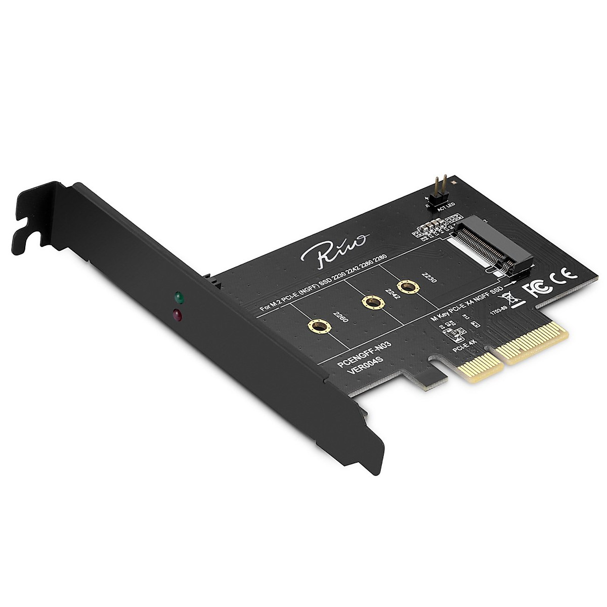 Rivo PCI-E Riser PCIe M.2 PCIe SSD to PCIe Express 3.0 x4 Adapter Card - Supports M2 NGFF PCI-e 3.0, 2.0 or 1.0, NVMe or AHCI, M-Key, 2280, 2260, 2242, 2230 Solid State Drives