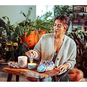 Auric Moon | Desert Sage + Lavender Scented Luxury Soy Coconut Candle for Women | Slow 70+ Hour Burn | Wood Crackling Wicks | Hand-Poured in California