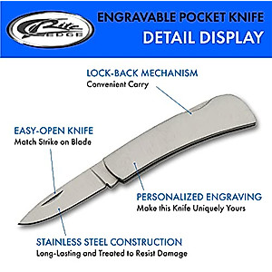Rite Edge 2.5” Small Flat Engravable Silver Folding EDC Gift Lock Back Pocket Knife
