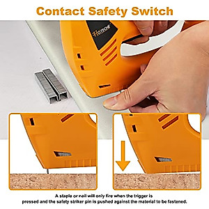 Hoteche Electric Brad Nailer/Stapler - 2-in-1 Power Staple Gun & Nail Gun for Woodworking & Upholstery - Includes 100Pcs 19/32-Inch Brad Nails & 400Pcs 3/8-Inch Staples